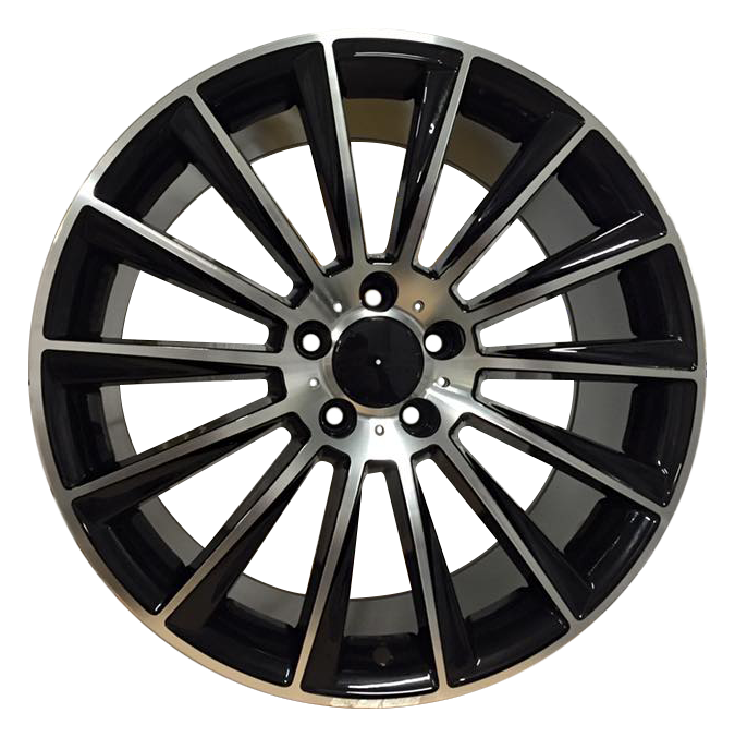 19x9.5" AMG Twist Turbine Style Alloy Wheels - Black Machined | OMI Wheels
